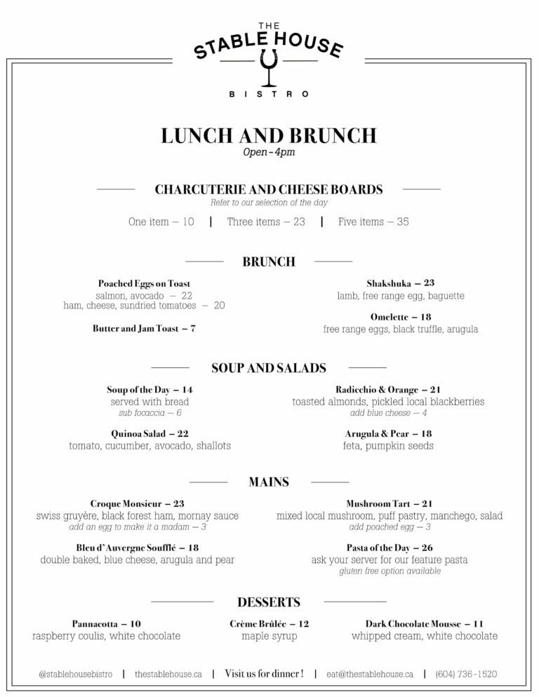 Eat and Drink – The Stable House Bistro Vancouver